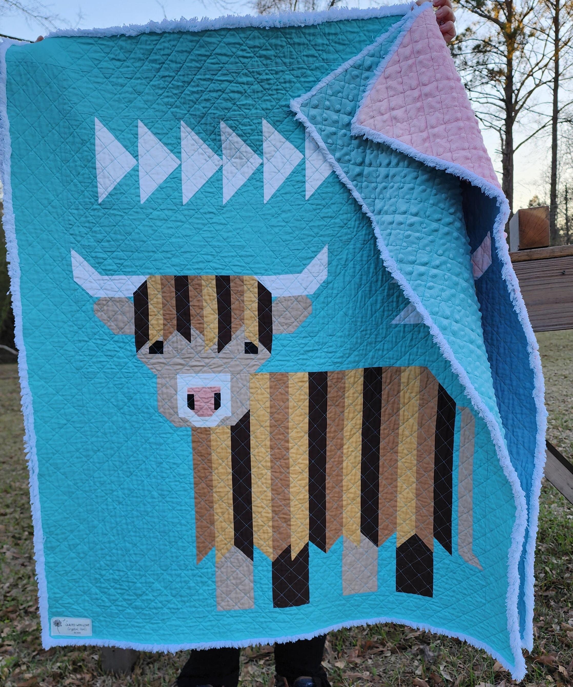 Handmade Quilted Highland Cow Quilt - Etsy