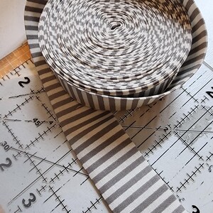 Grey Striped 2 1/2 in Pressed Binding for Quilts, Cotton Fabric, Sold ...
