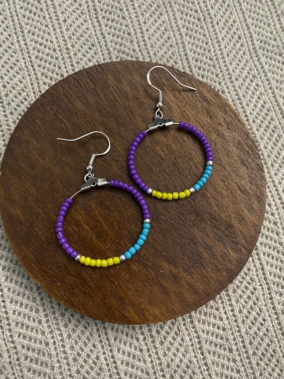 Native American Beaded Hoop Earrings - Etsy