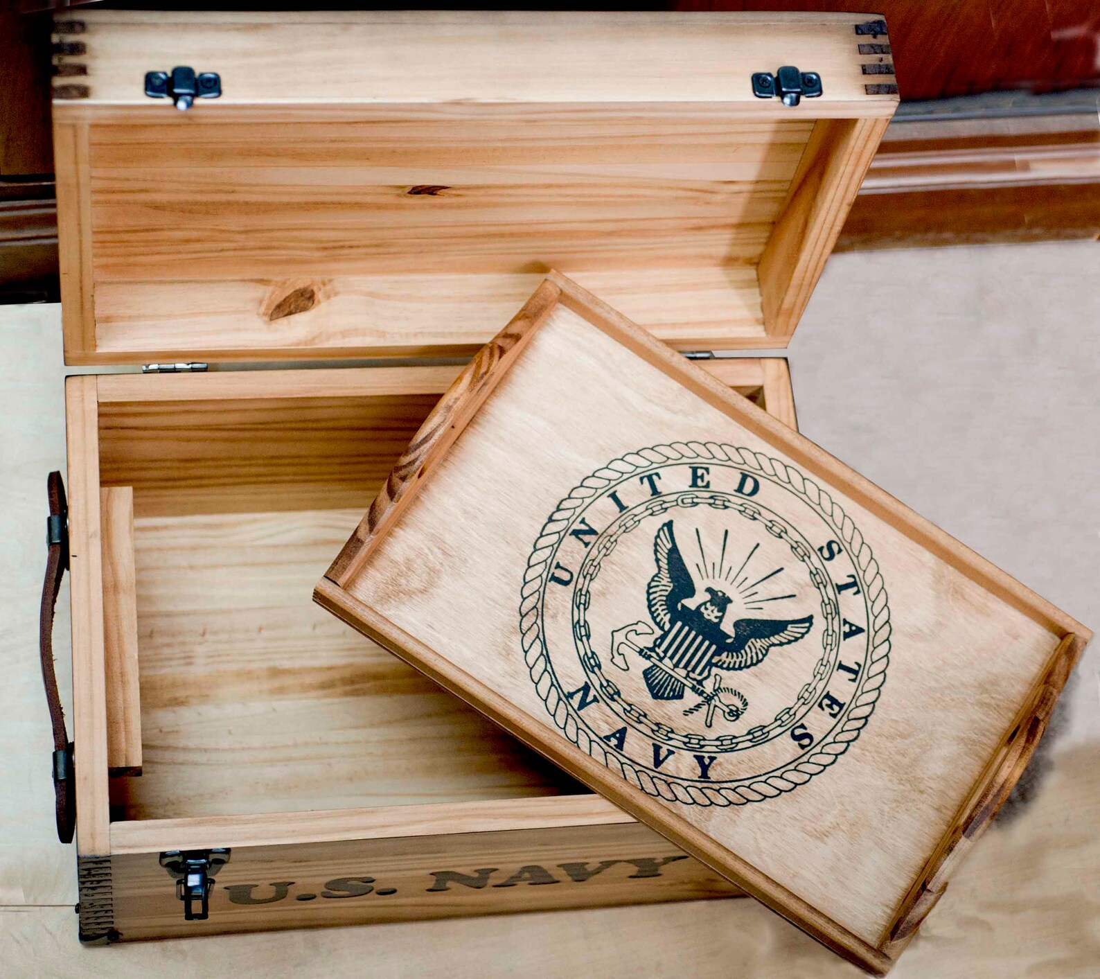 Navy Wooden Keepsake Box Navy Retirement Gift US Navy - Etsy