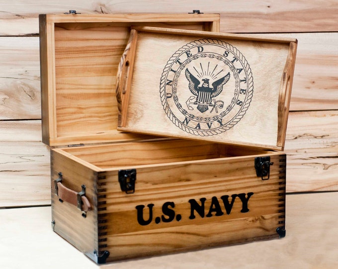 Navy Wooden Keepsake Box | Navy Retirement Gift | US Navy - Etsy