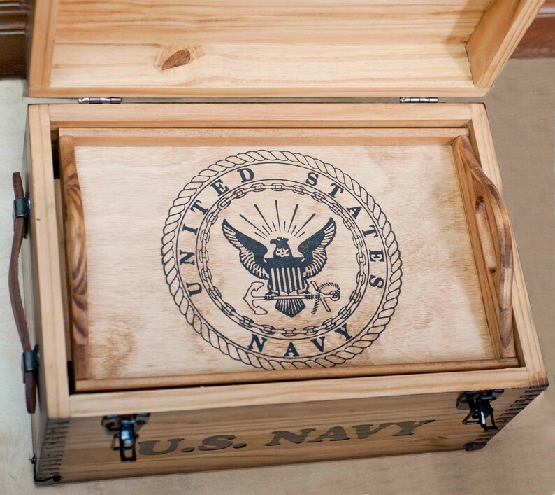 Navy Wooden Keepsake Box Navy Retirement Gift US Navy - Etsy