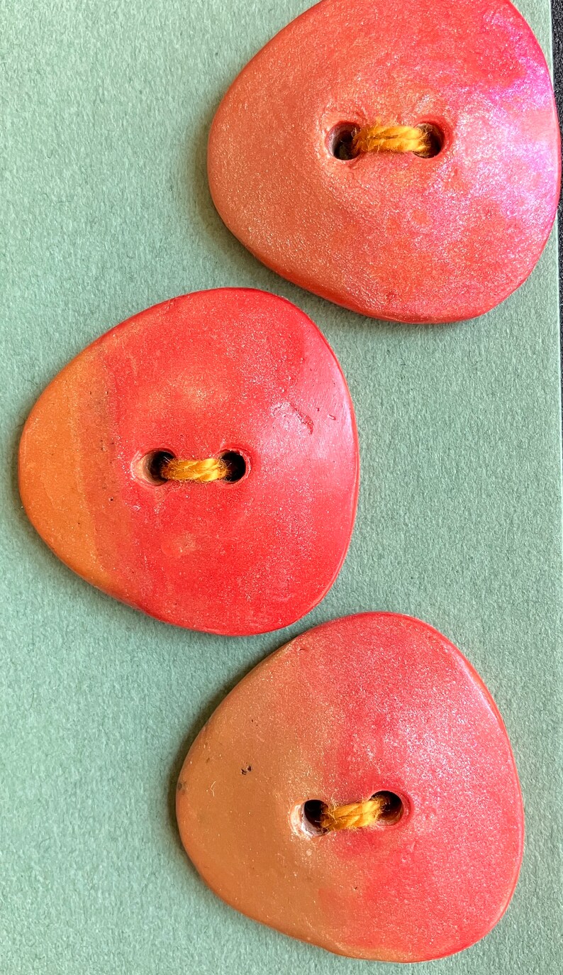 Three Rounded Ombré Style Triangle Buttons. Red-orange. 1-1-8 Inches ...
