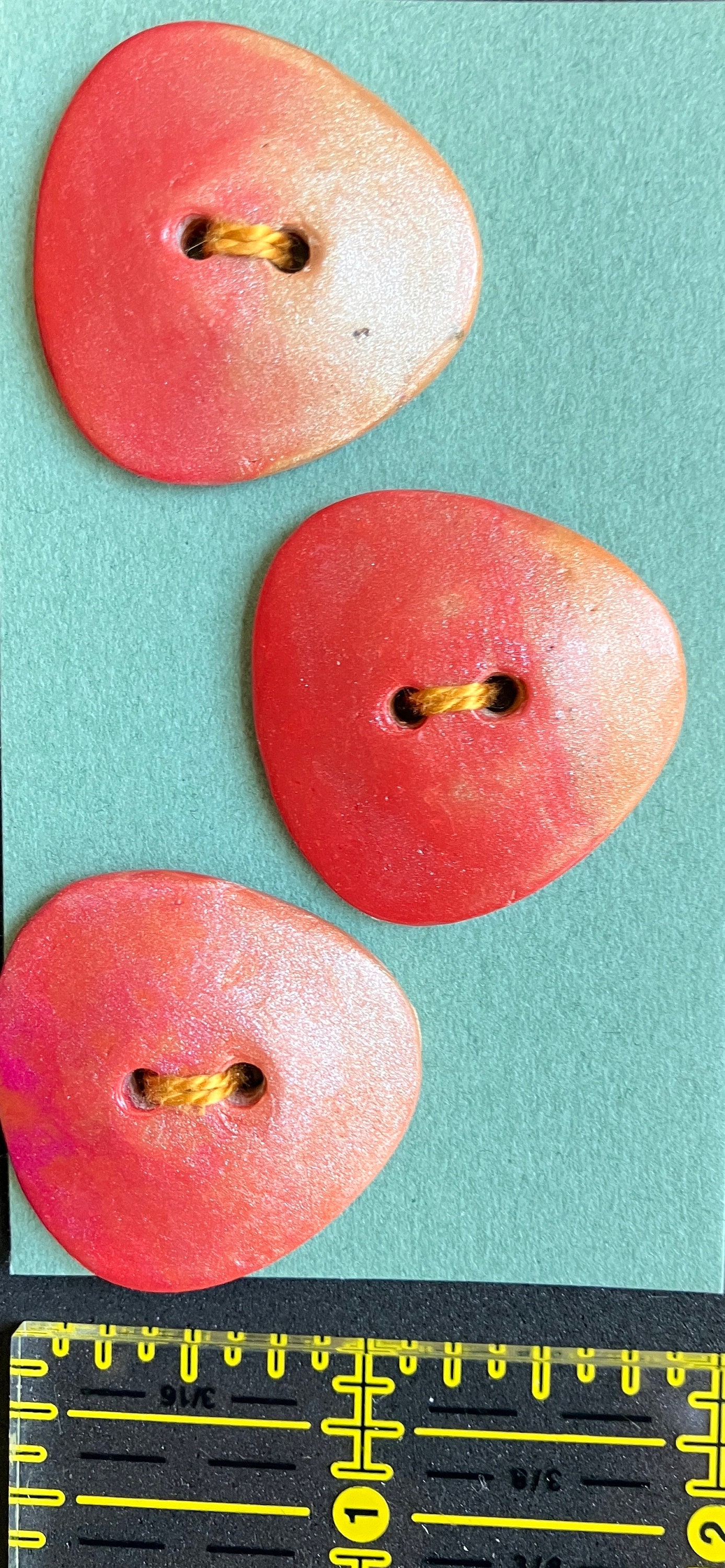 Three Rounded Ombré Style Triangle Buttons. Red-orange. 1-1-8 Inches ...