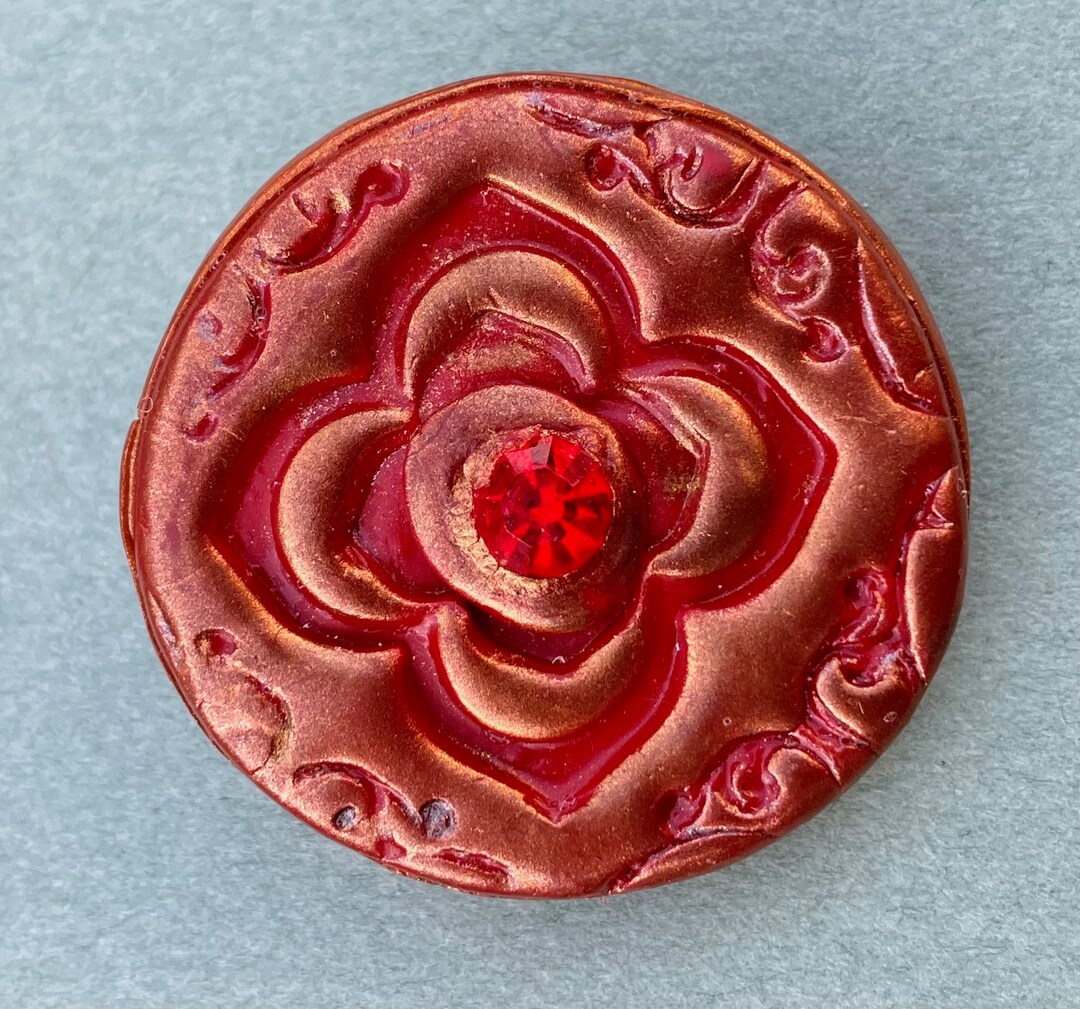 Christmas Medieval/looking Button. Fancy Bejeweled Metallic. Large ...