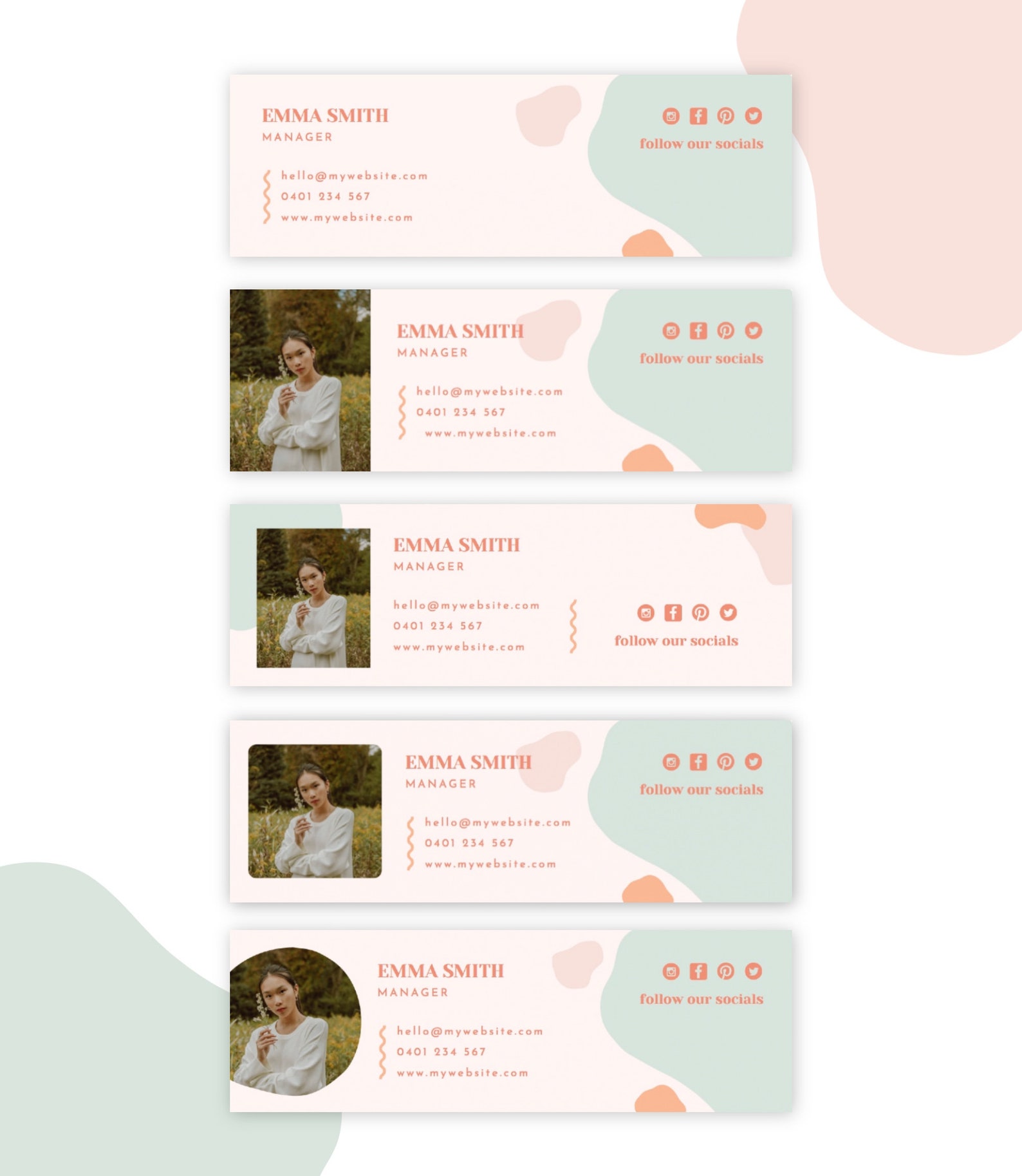 5x Boho Email Signature Templates for Canva | Ready to Use Pastel Email ...