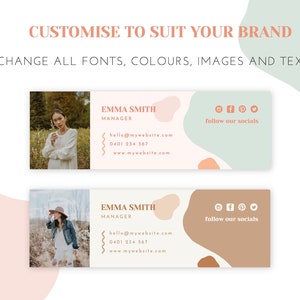 5x Boho Email Signature Templates for Canva | Ready to Use Pastel Email ...