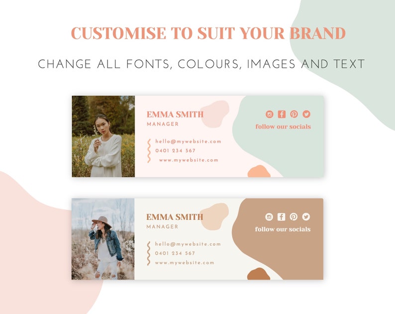 5x Boho Email Signature Templates for Canva | Ready to Use Pastel Email ...