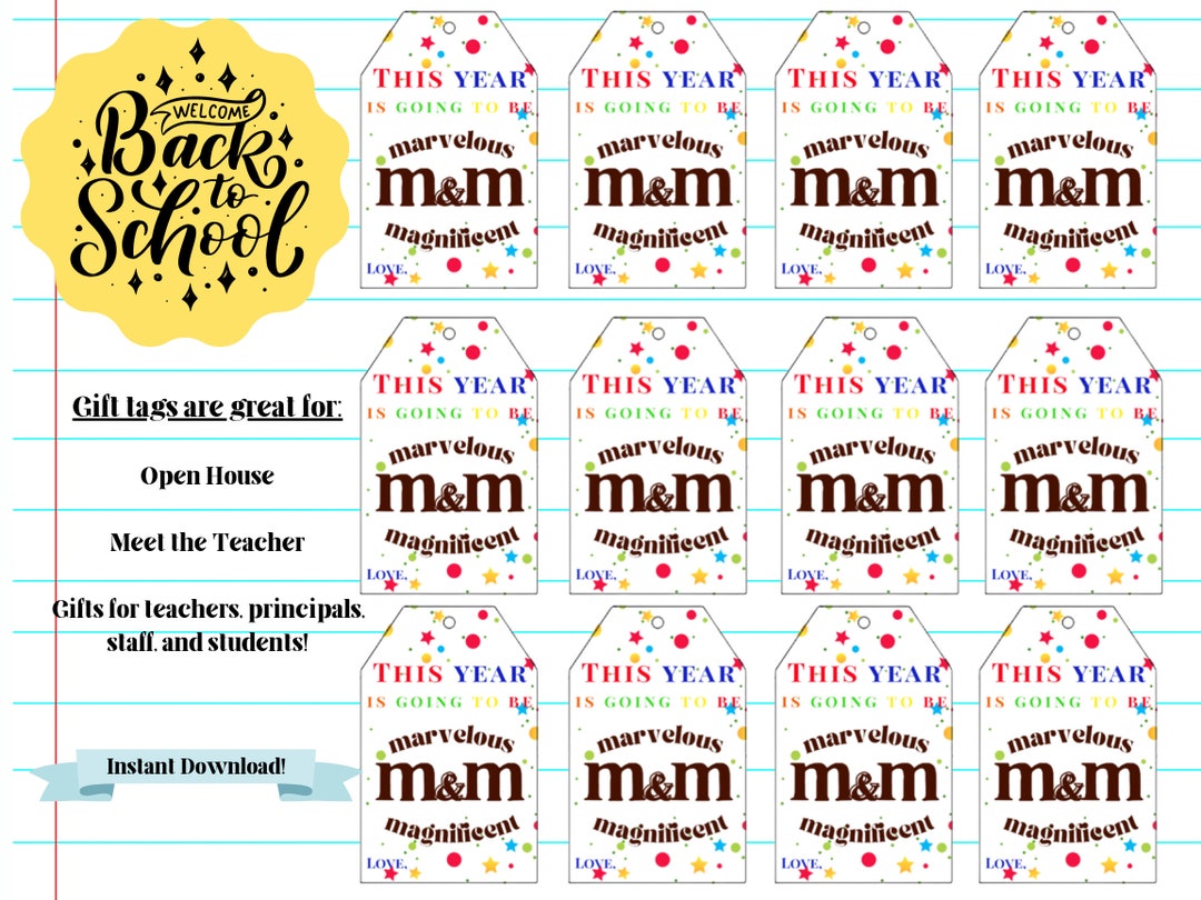 Back to School M&M Gift Tags - Etsy
