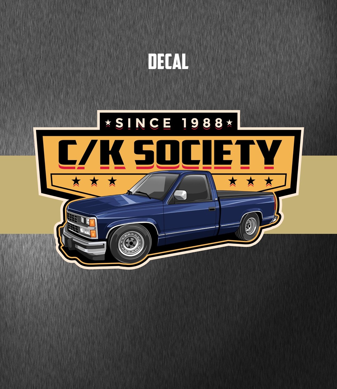 Chevy, GMC OBS 88-98 C/K Society Single Cab Blue Logo Decal - Etsy