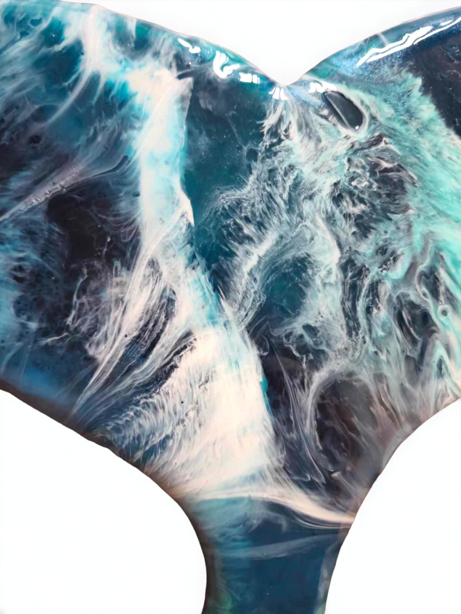 Whale Tail, Epoxy Art, Wall Decor, Ocean Waves Resin, Unique, One of a ...