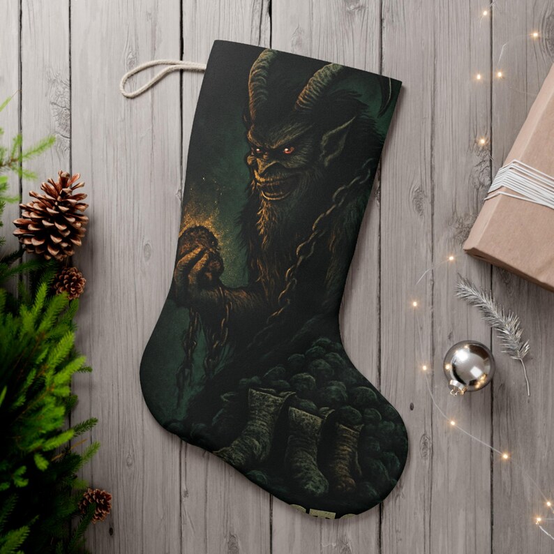 Grinch Krampus Mashup Santa Stocking | Dark Holiday Illustration ...