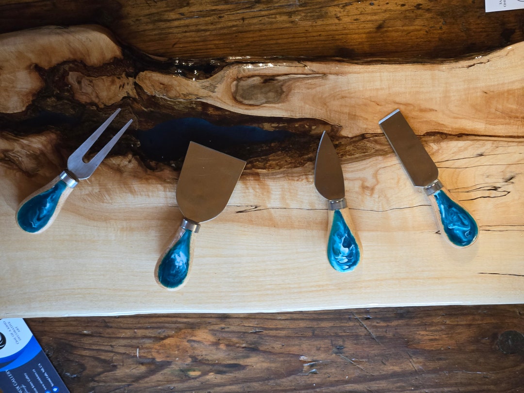 Nautical Epoxy Resin Cheese Knife Set With Ocean Design - Etsy