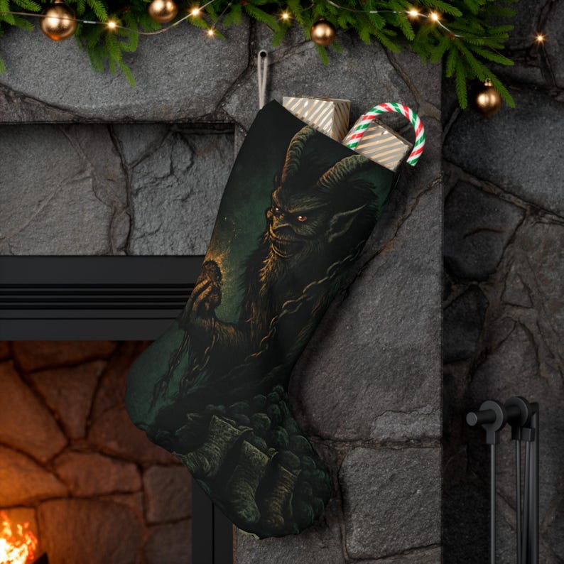 Grinch Krampus Mashup Santa Stocking | Dark Holiday Illustration ...
