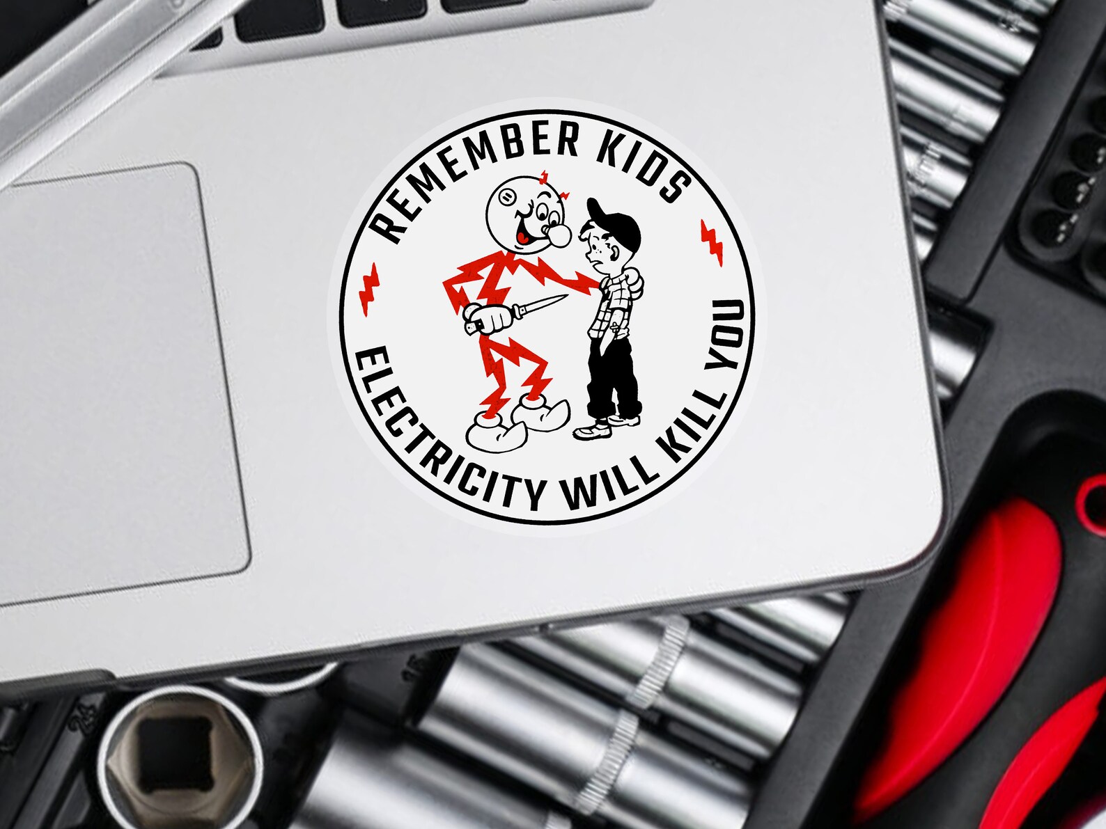 Reddy Kilowatt Sticker, Remember Kids, Electricity Will Kill You! Funny ...