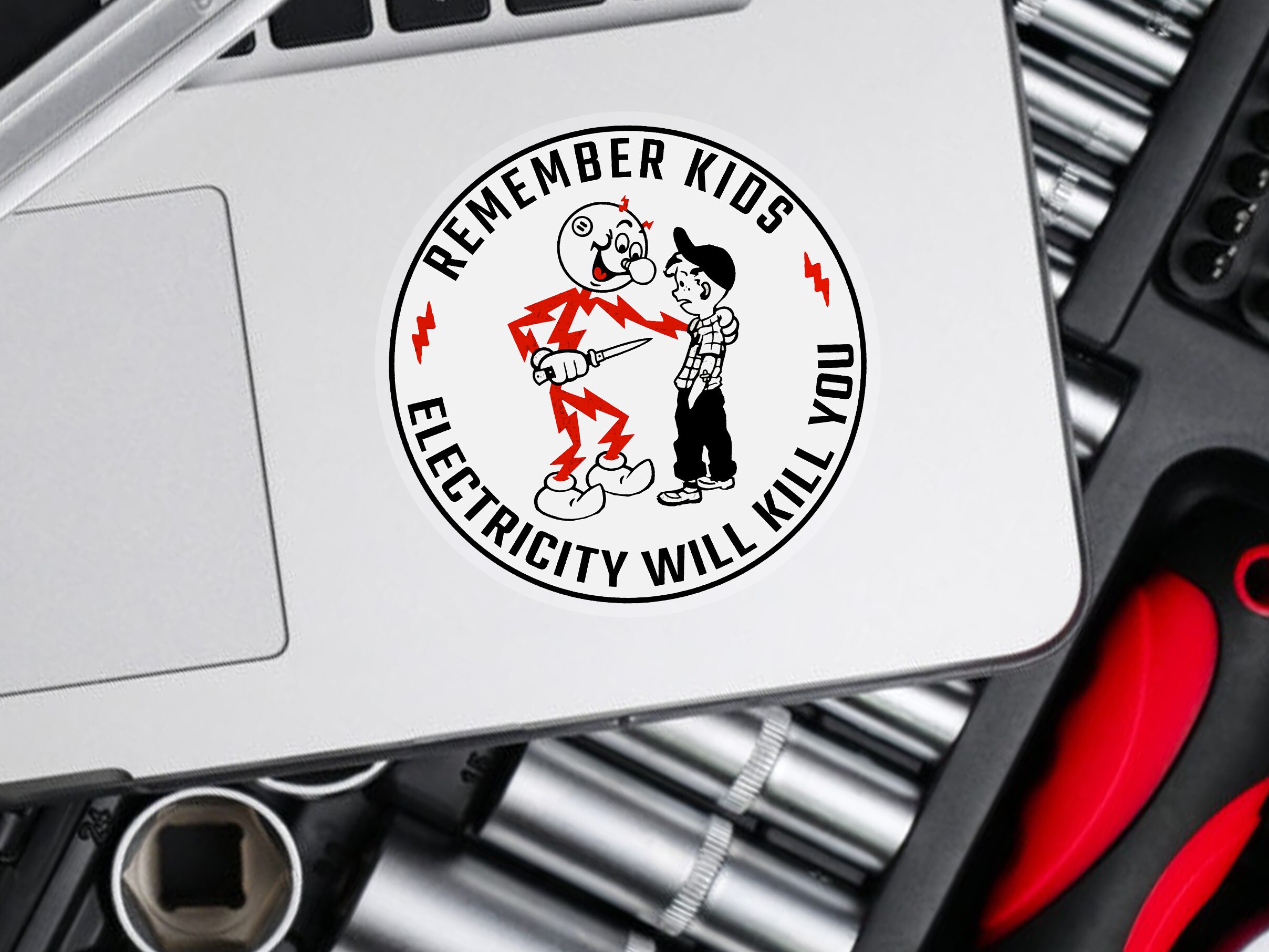 Reddy Kilowatt Sticker, Remember Kids, Electricity Will Kill You! Funny ...