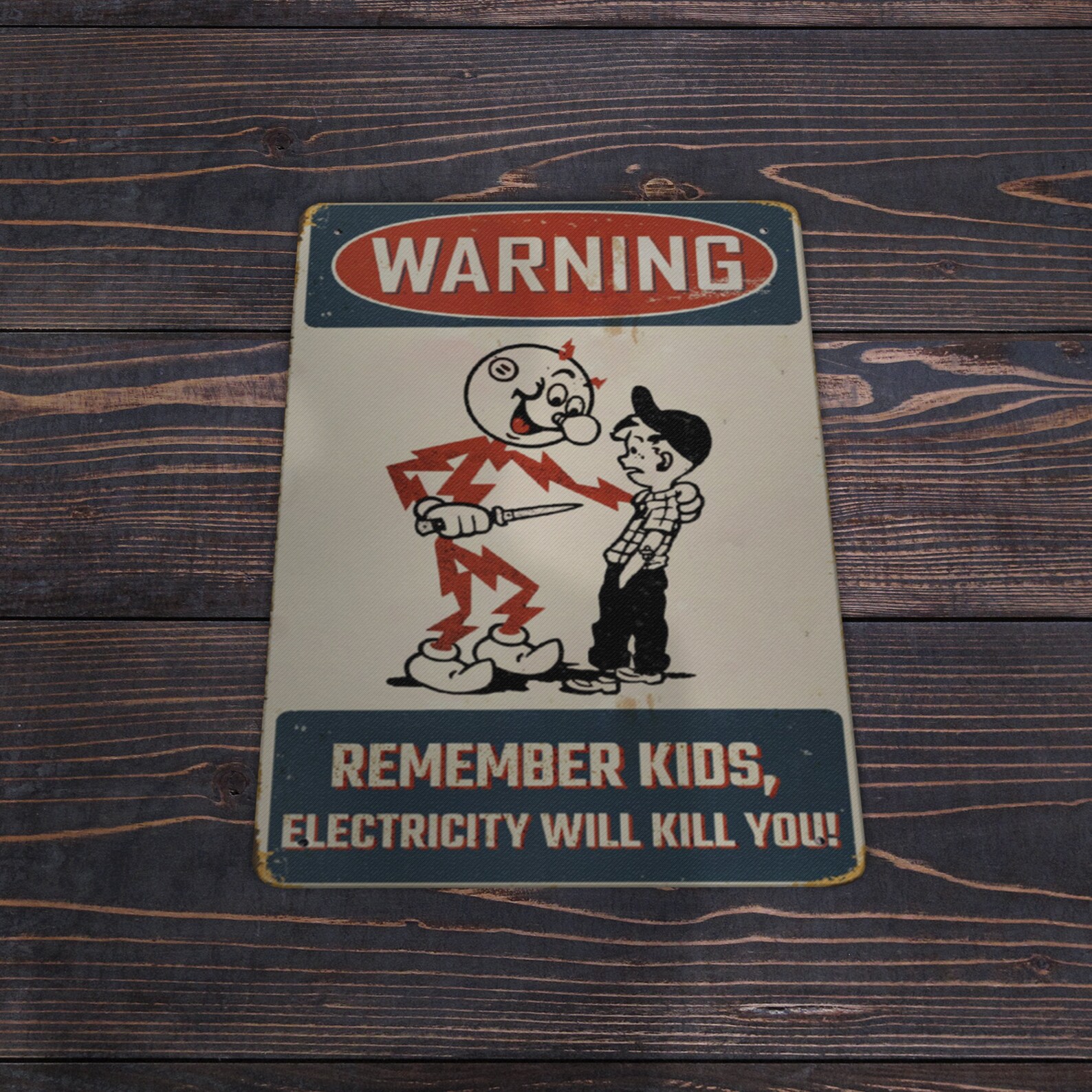 Reddy Kilowatt Metal Sign, Remember Kids, Electricity Will Kill You ...