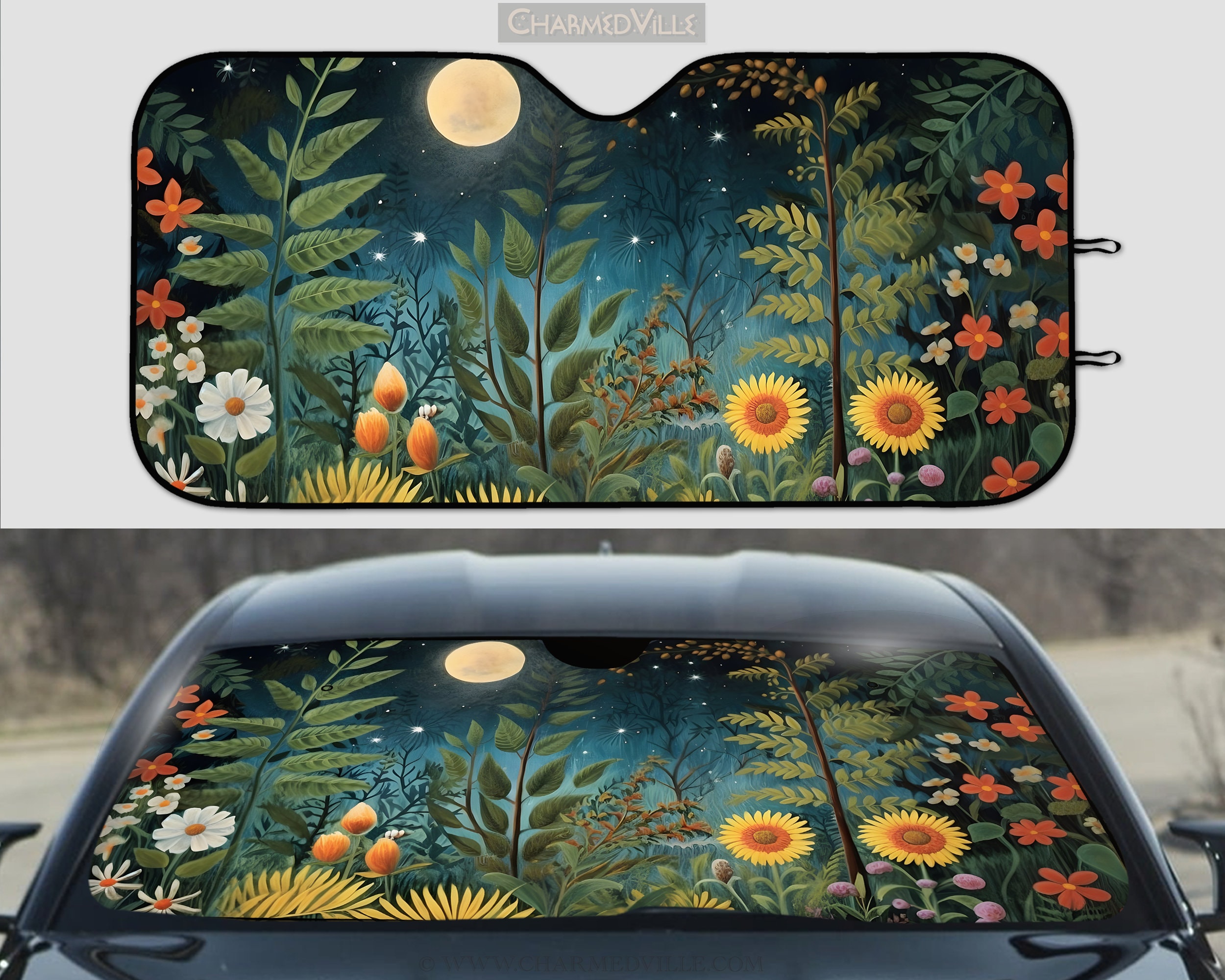 Cute Car Sun Shade, Floral Windshield Shade, UV Refelective Sun Catcher ...