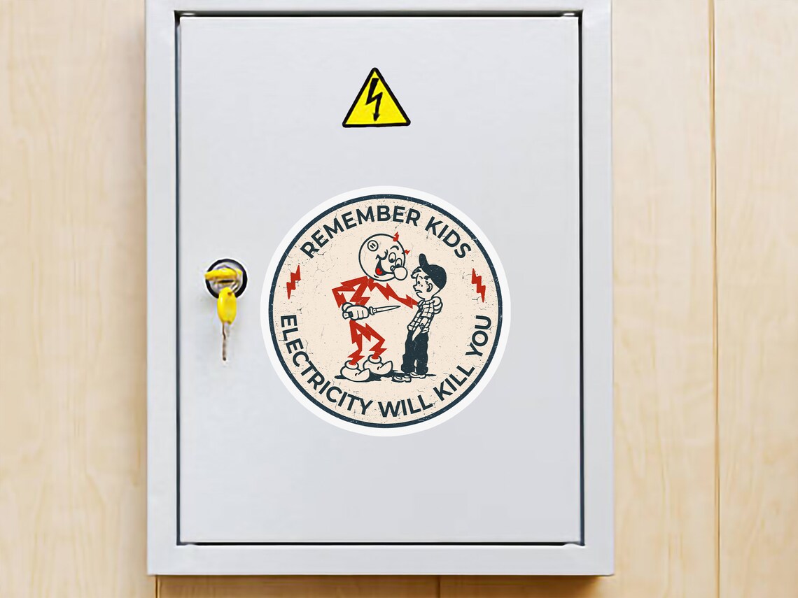 Reddy Kilowatt Sticker, Remember Kids, Electricity Will Kill You! Funny ...