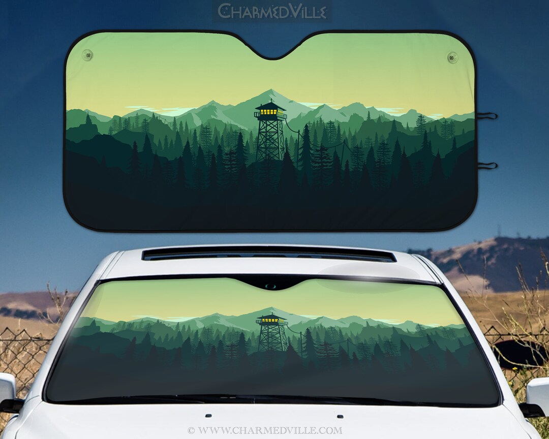 Sun Shade for Car Window, Green Forest Auto Sunshade Mat, Vehicle ...