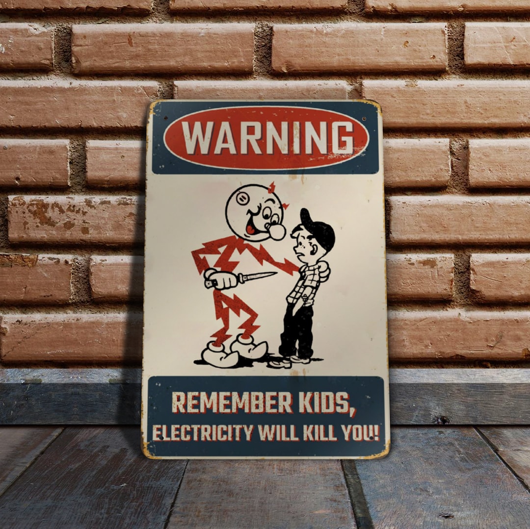 Reddy Kilowatt Metal Sign, Remember Kids Electricity Will Kill You ...
