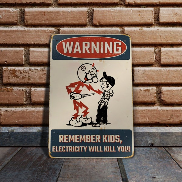 Remember Kids Electricity Kills Sign - Etsy