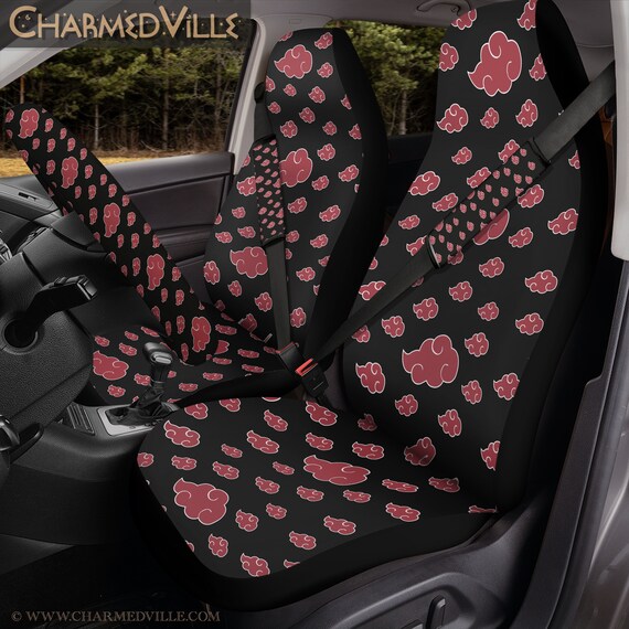Anime Car Accessories Seat Covers Full set for vehicle truck suv head rest steering wheel seat belt Black and Red Car accessories gift Etsy