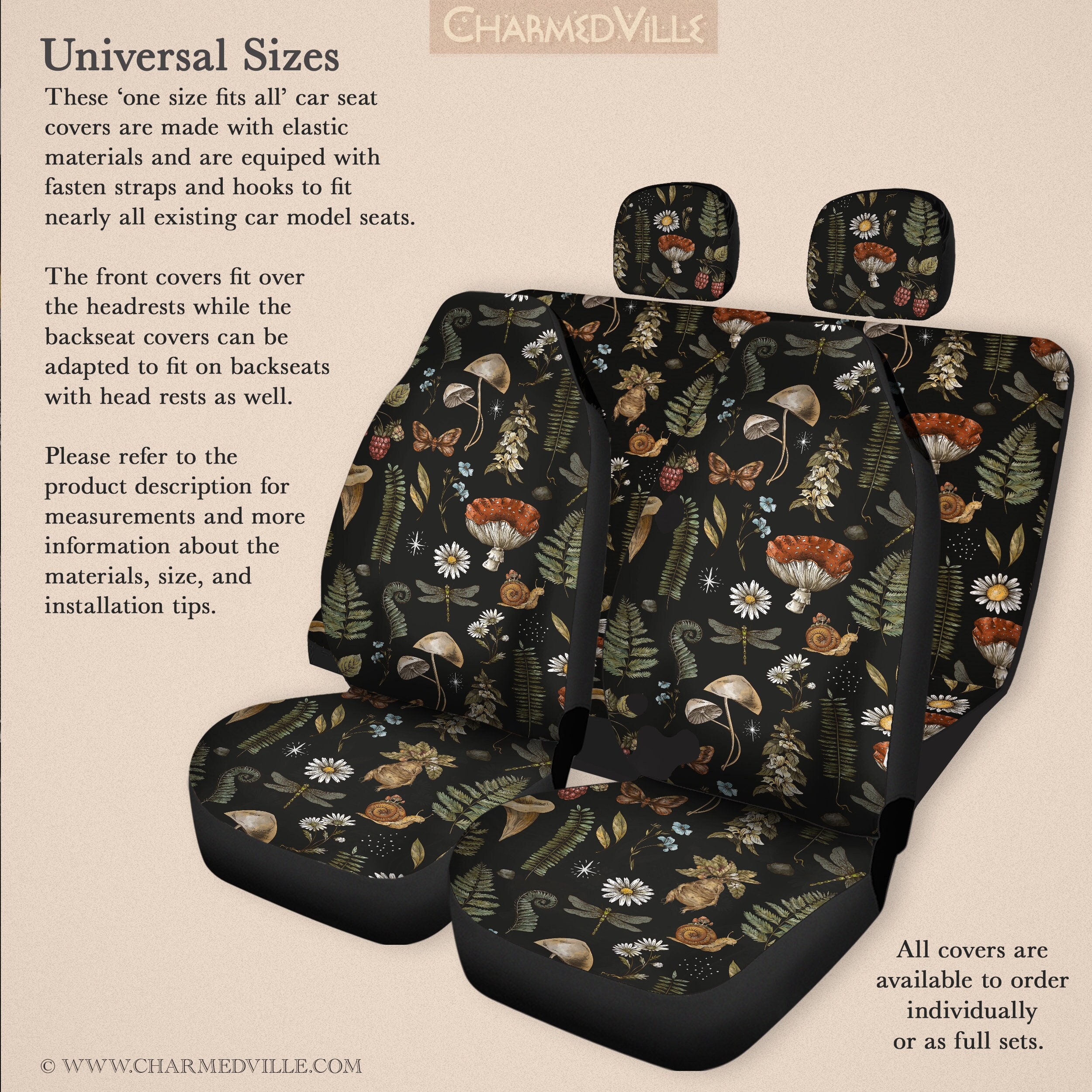 Cottagecore Car Accessories Full Set/rear/front/back/dog/car - Etsy