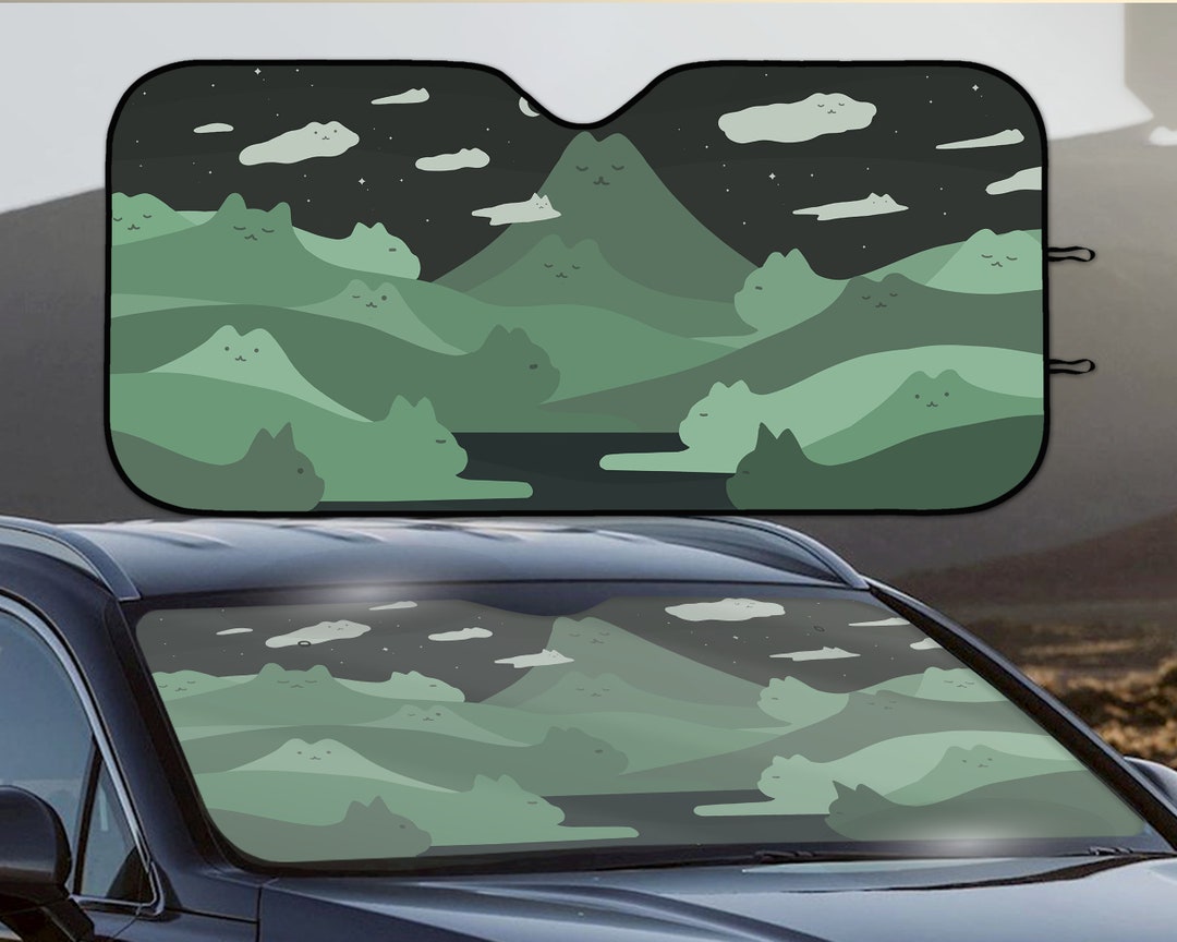 Cats Sun Shade for Car, Green Windshield Sunshade, UV Refelective ...
