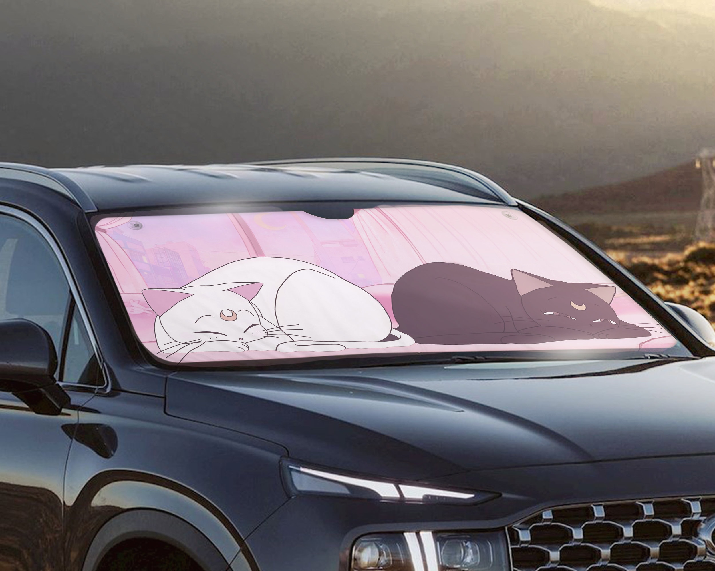 Anime Car Sun Shade, Purple Windshield Cover, Carshade Screen Protector ...