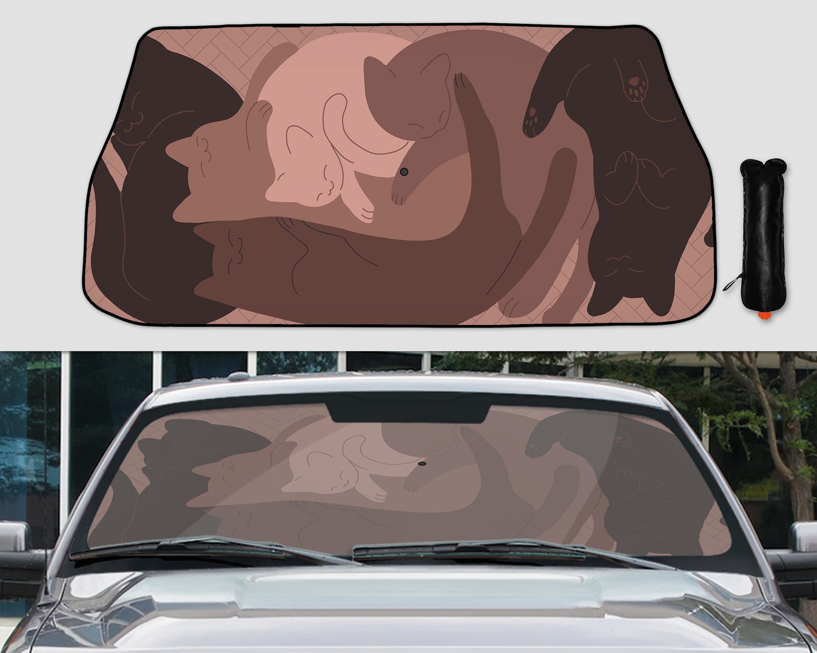 Cats Sun Shade for Car, Cute Windshield Sunshade, UV Refelective ...