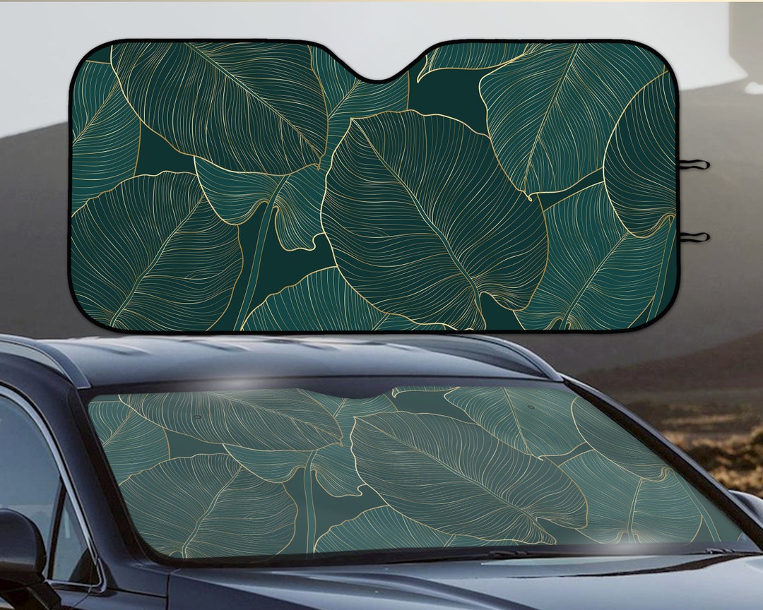 Green Sun Shade for Car, Plants Windshield Sunshade, Dark Reflective UV ...