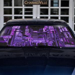 Anime Sunshade Sun Blocker for Windshield, Japanese Vaporwave Cyberpunk ...