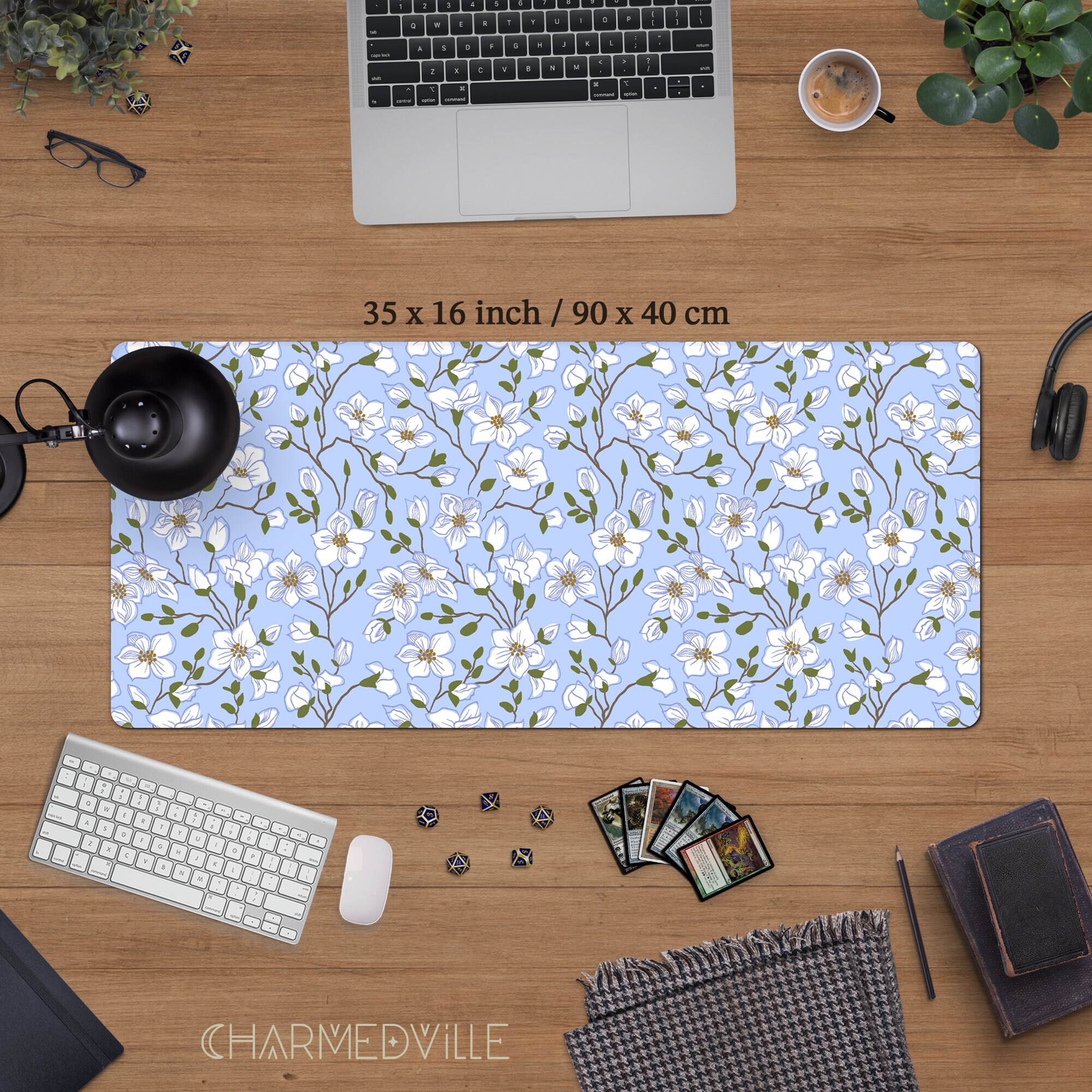 Cute Blue Mouse Pad Ergonomic Keyboard Wrist Rest Floral - Etsy