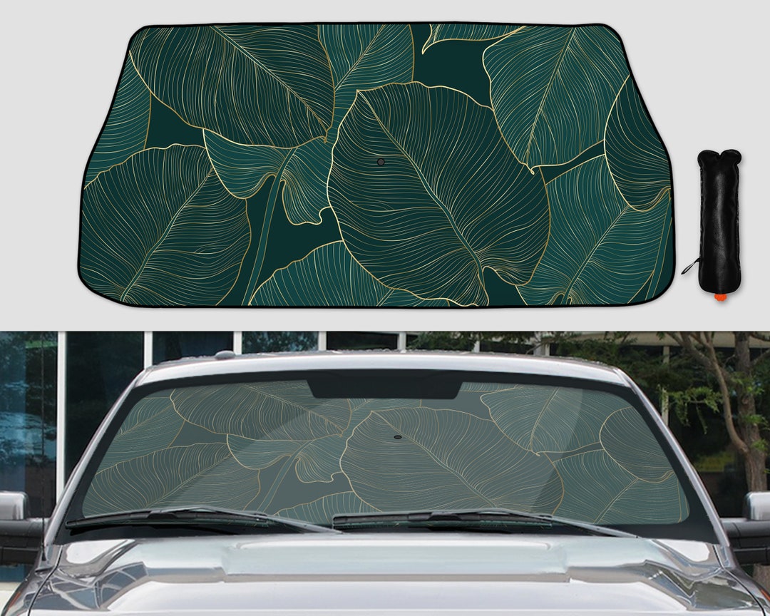 Green Sun Shade for Car, Plants Windshield Sunshade, Dark Reflective UV ...
