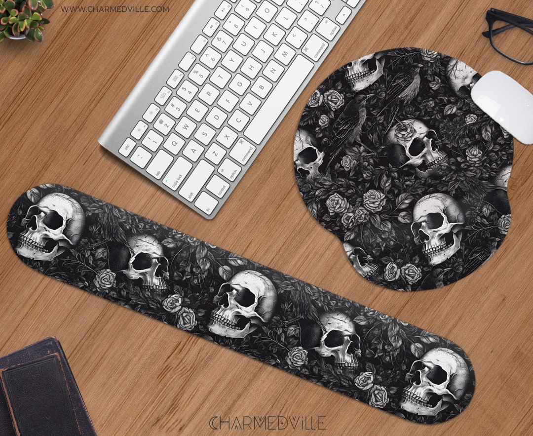 Goth Mousepad With Wrist Rest, Ergonomic Mousepad, Skull Desk Mat ...