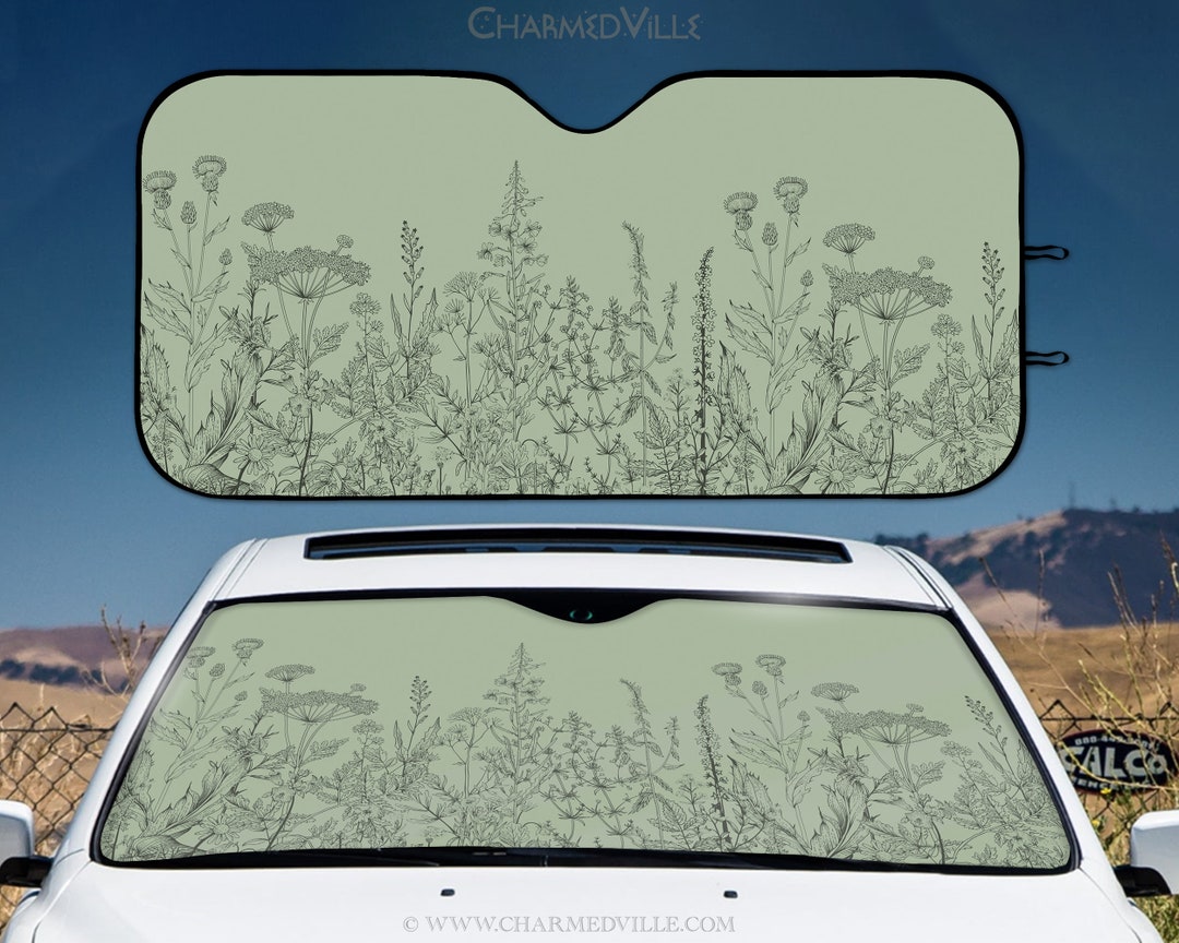 Sage Green Car Sunshade, Cute Windshield Shade, UV Refelective Sun ...