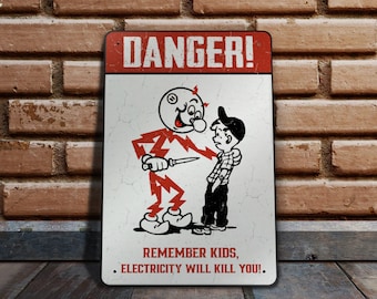 Reddy Kilowatt Metal Sign Remember Kids Electricity Will | Etsy