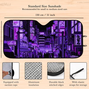 Anime Sunshade Sun Blocker for Windshield, Japanese Vaporwave Cyberpunk ...