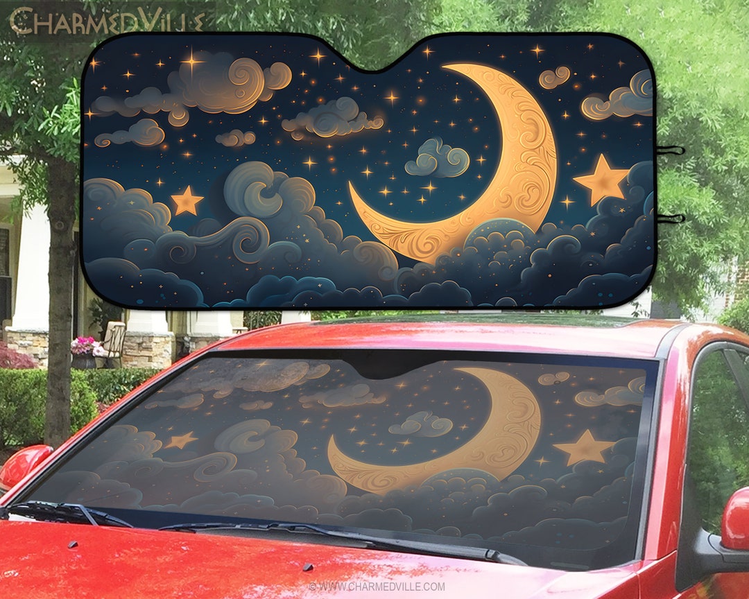 Celestial Car Sun Shade, Cottagecore Windshield Shade, UV Refelective ...