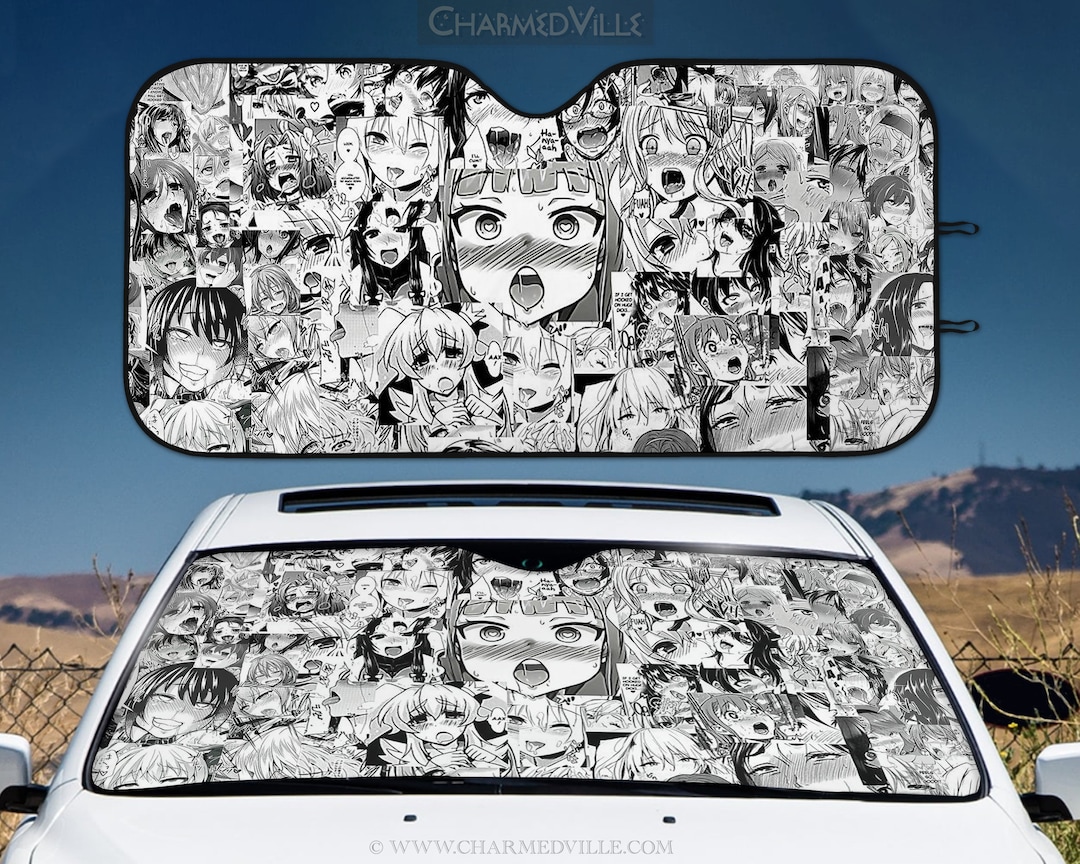 Anime Sunshade for Car, Sun Blocker Shade for Windshield, Black White ...