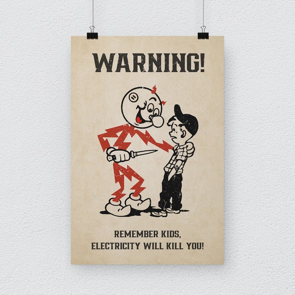 Remember Kids Electricity Kills Sign - Etsy