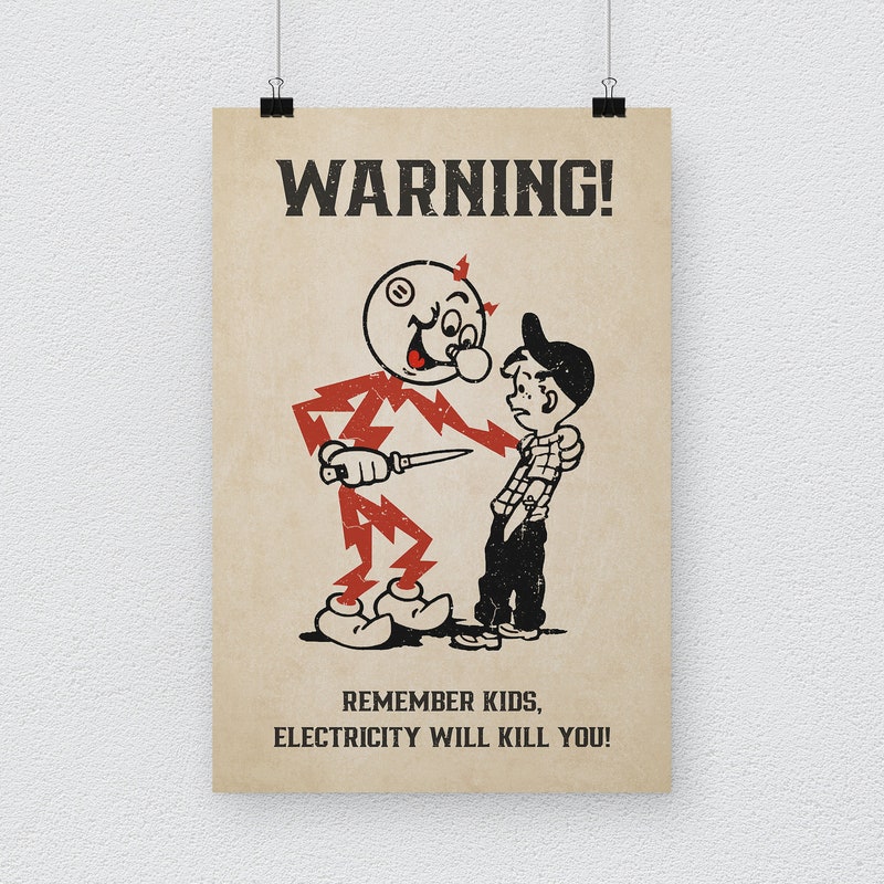 Remember Kids Electricity Kills Sign - Etsy
