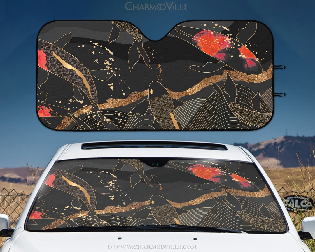 Koi Car Sun Shade, Japanese Windshield Cover, Carshade Screen Protector ...