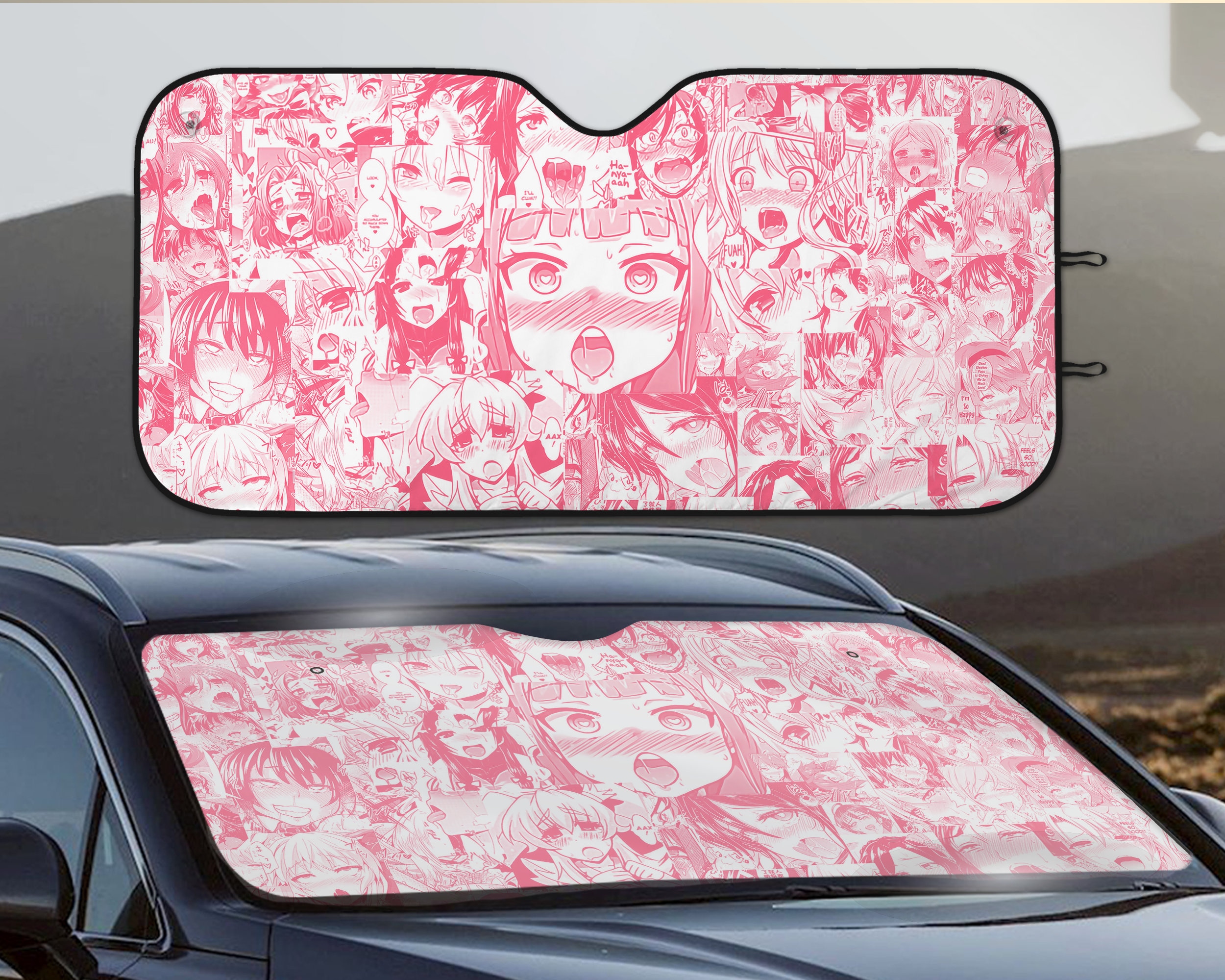 Anime Car Sunshade Sun Blocker for Windshield Cute Pink Aheago Eyes Girl Face Vehicle Window Reflective Uv Protection Cover Gift Etsy