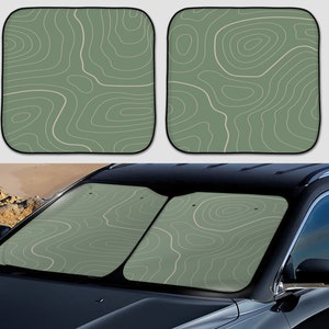 Car Sunshade Sun Blocker for Windshield, Boho Sage Green Topo ...