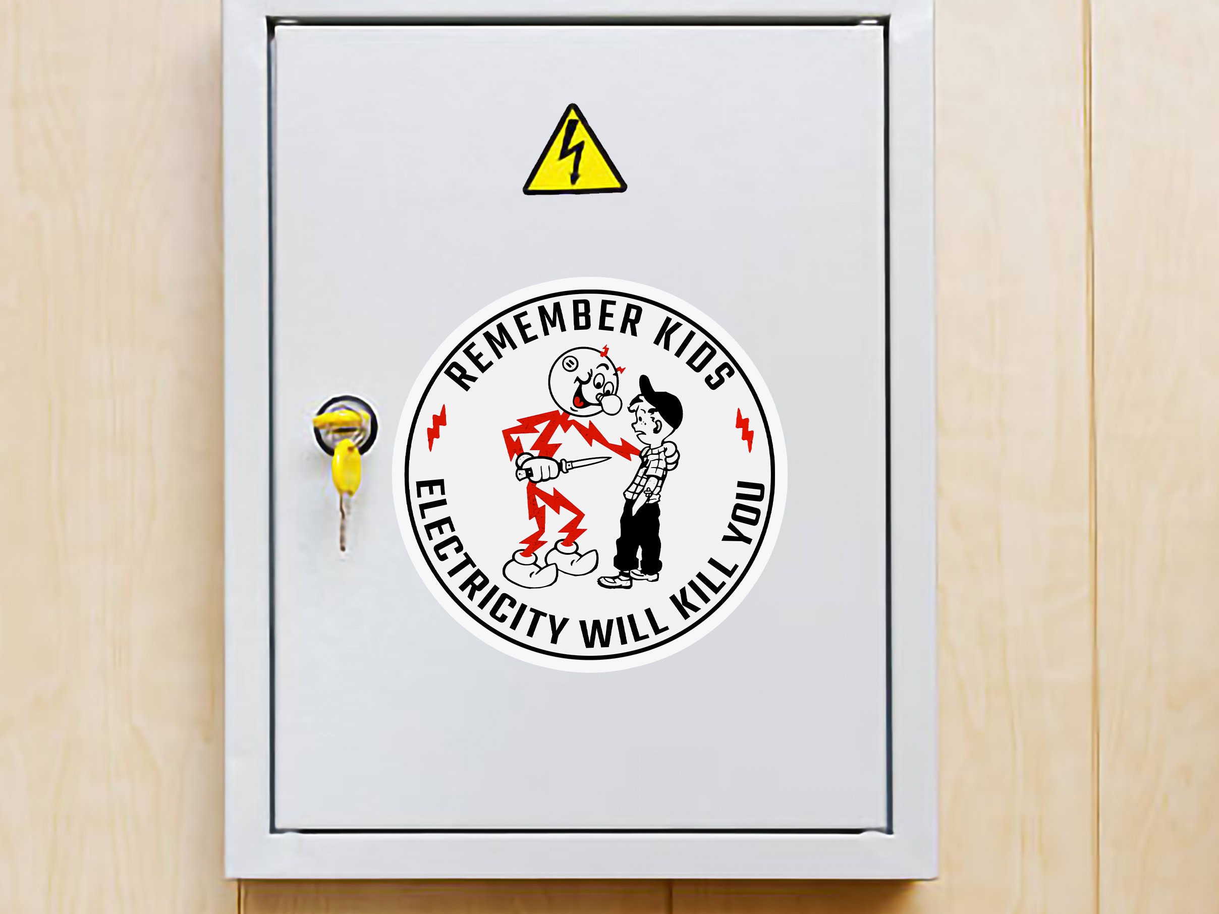 Reddy Kilowatt Sticker, Remember Kids, Electricity Will Kill You! Funny ...
