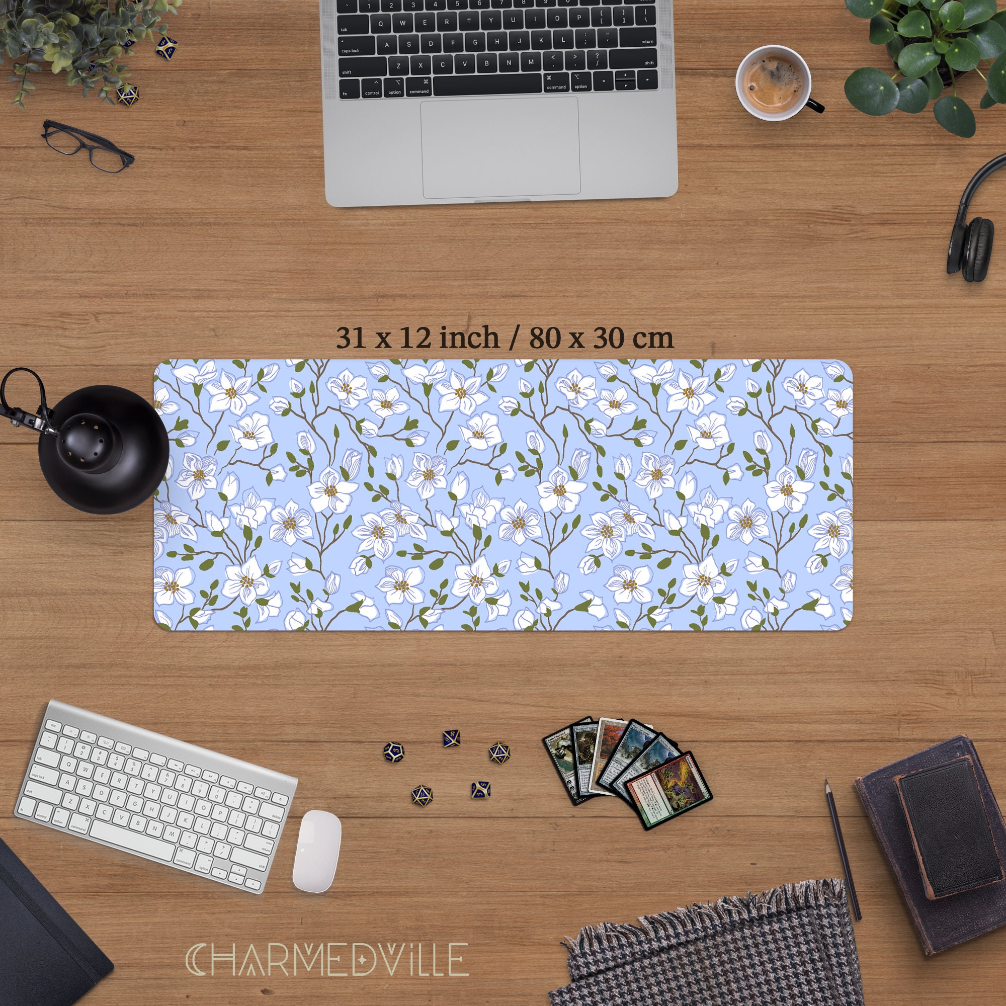 Cute Blue Mouse Pad Ergonomic Keyboard Wrist Rest Floral - Etsy