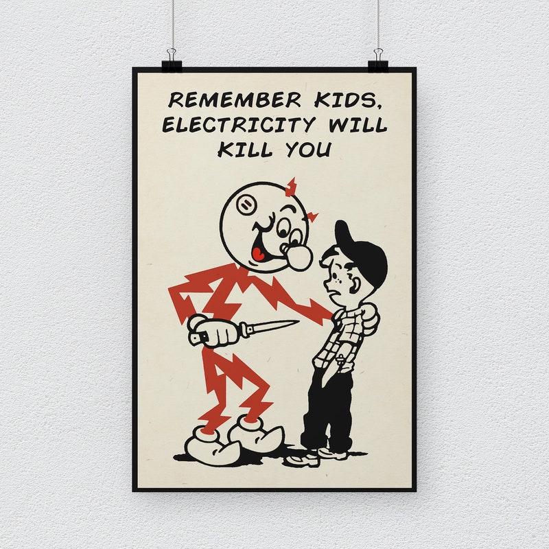 Remember Kids Electricity Kills Sign - Etsy