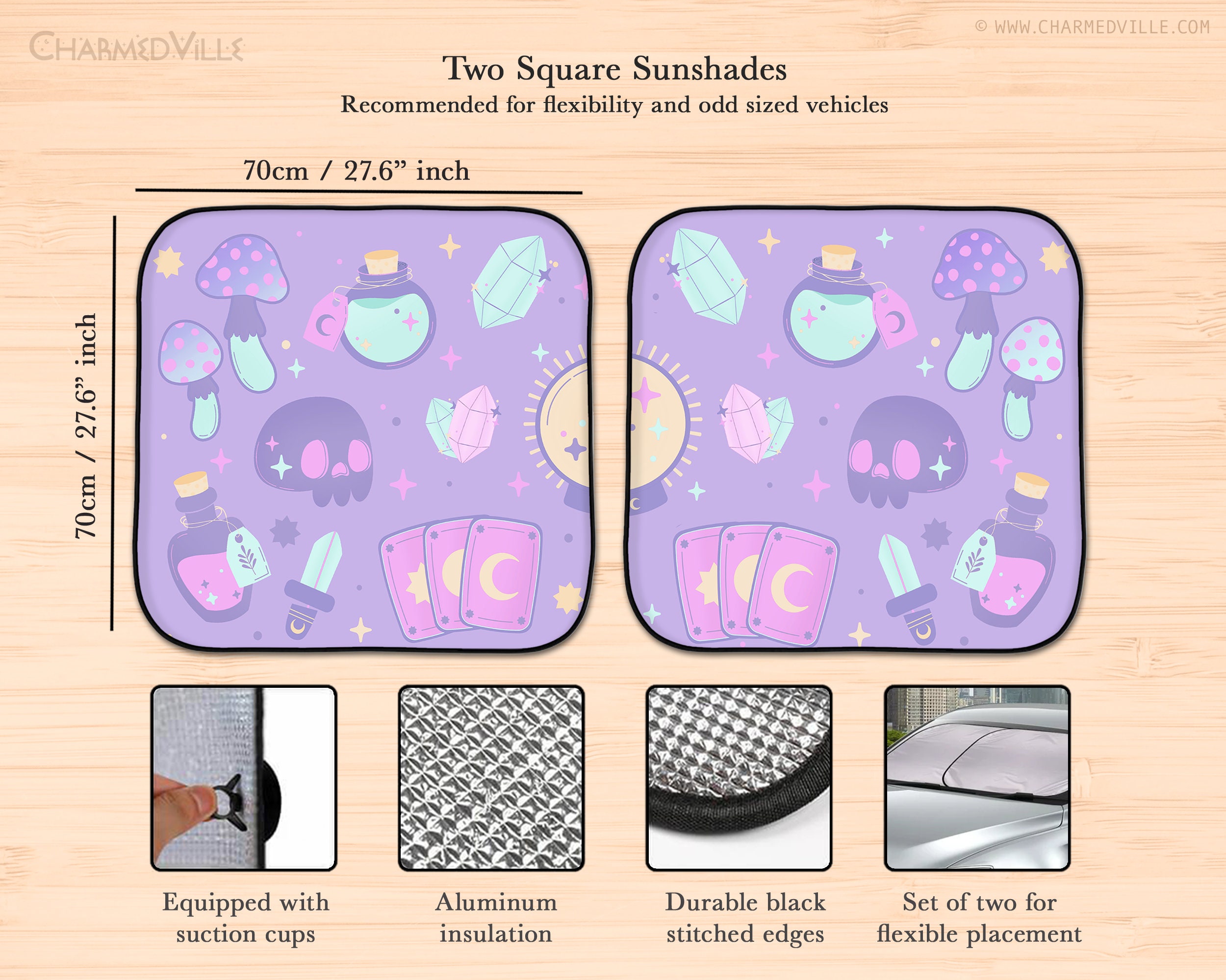 Pastel Goth Sunshade for Cars, Cute Windshield Sun Shade, Refelective ...